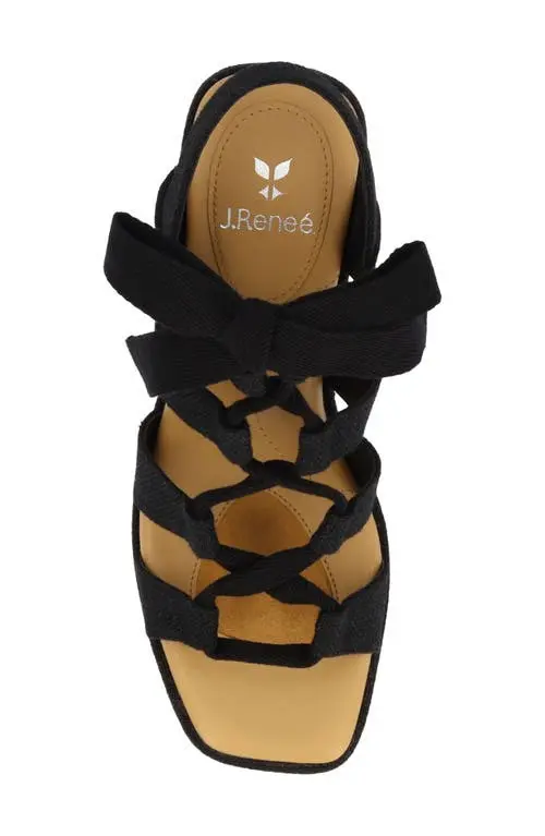 J. Reneé Garlynn Lace-up Platform Wedge Sandal - Black