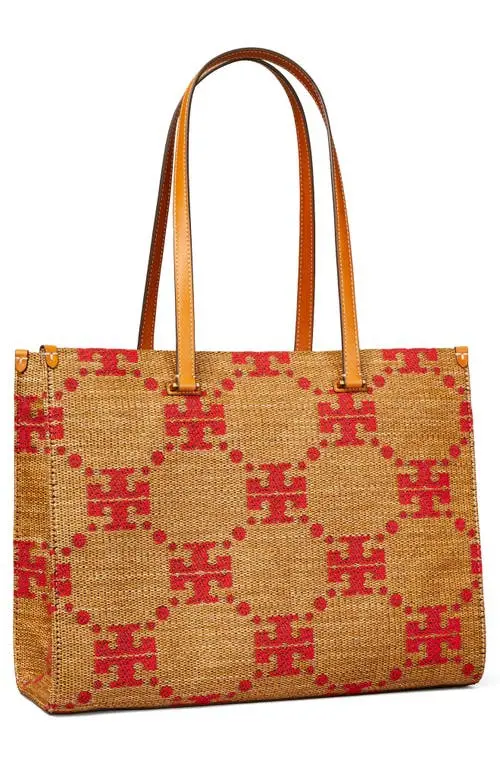 Tory Burch T Monogram Woven Tote - Natural