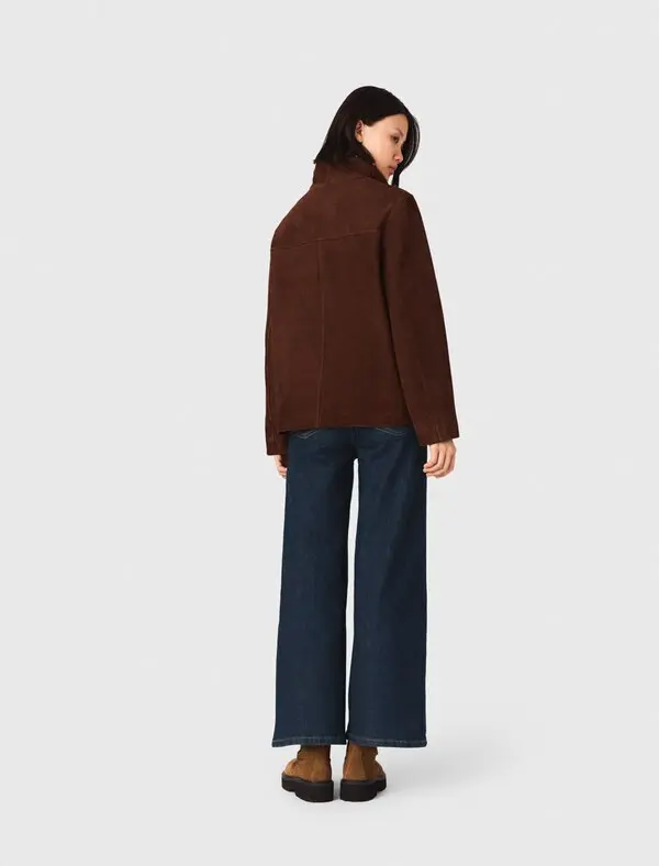 Maje Wide Leg Jeans With Patch Pockets - Navy