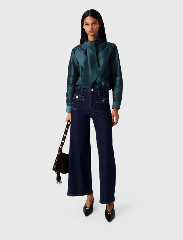 Maje Wide Leg Jeans With Patch Pockets