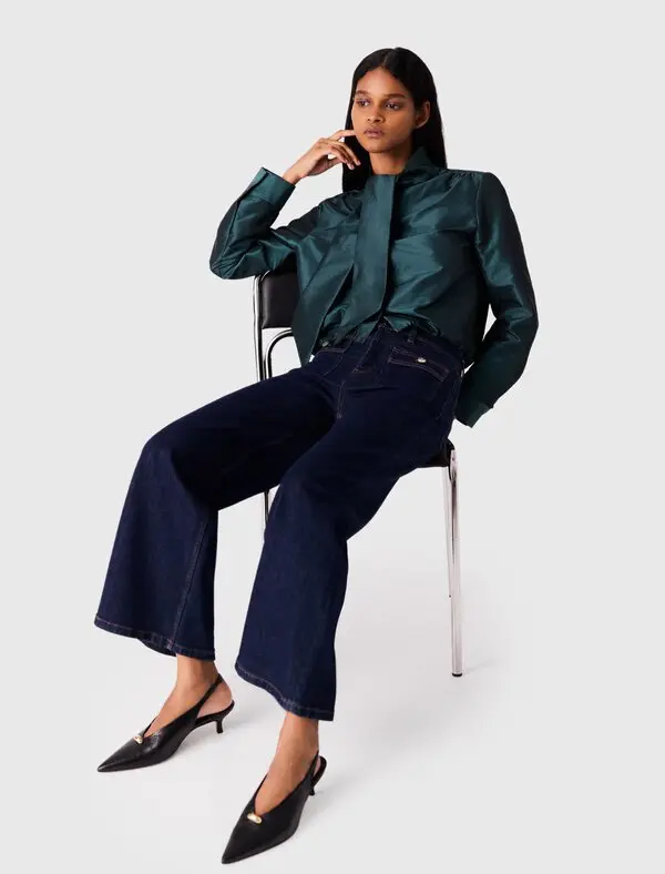 Maje Wide Leg Jeans With Patch Pockets