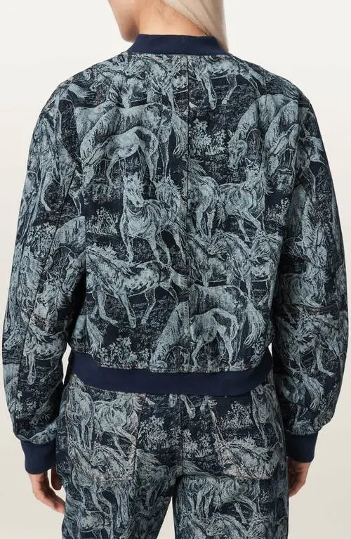 ALLSAINTS Kaytra Horse Print Denim Bomber Jacket - Printed Indigo