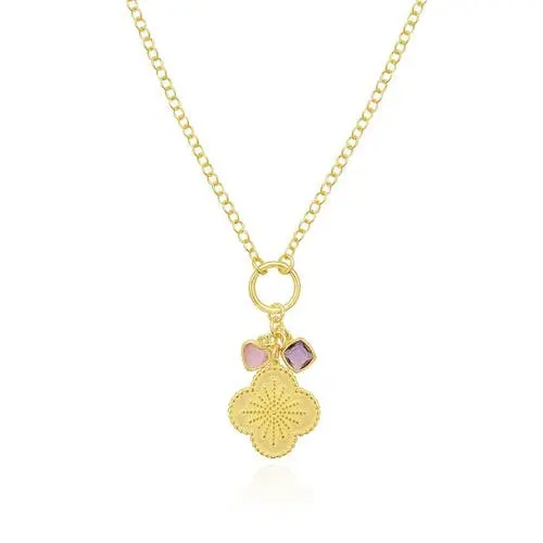 THE LOVERY FINE JEWELRY Clover Charm Necklace - Goldlated Sterling Silver