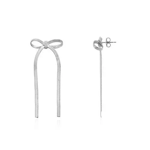 THE LOVERY Herringbone Bow Earrings - Sterling Silver