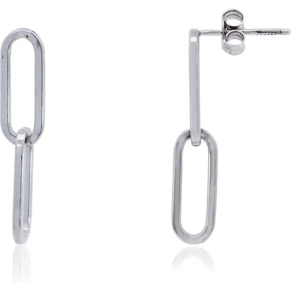 THE LOVERY Paperclip Link Drop Earrings - Sterling Silver