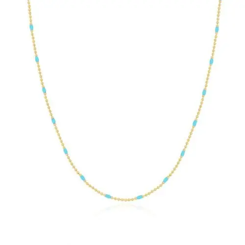 THE LOVERY FINE JEWELRY Blue Enamel Nugget Bead Necklace - Goldlated Sterling Silver