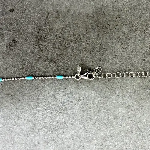 THE LOVERY FINE JEWELRY Blue Enamel Nugget Bead Necklace - Sterling Silver
