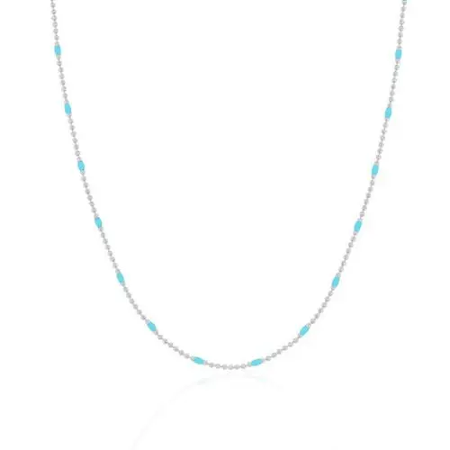 THE LOVERY Blue Enamel Nugget Bead Necklace - Sterling Silver
