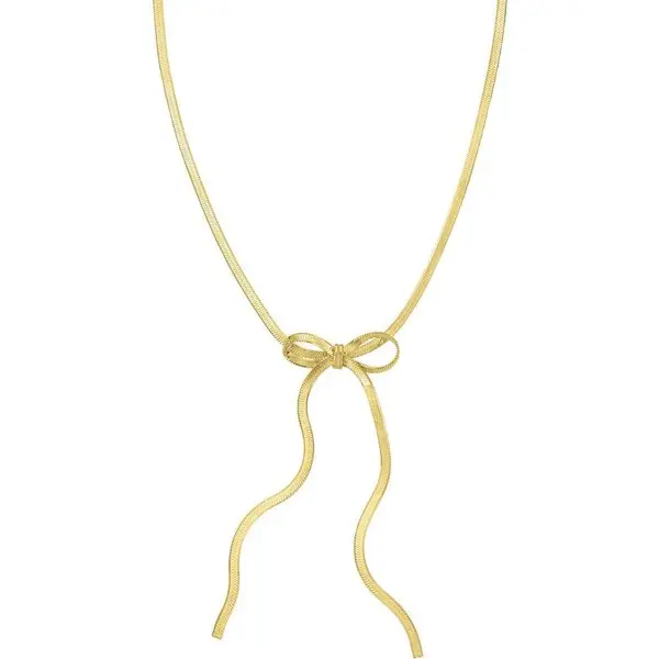 THE LOVERY FINE JEWELRY Herringbone Bow Necklace - Goldlated Sterling Silver