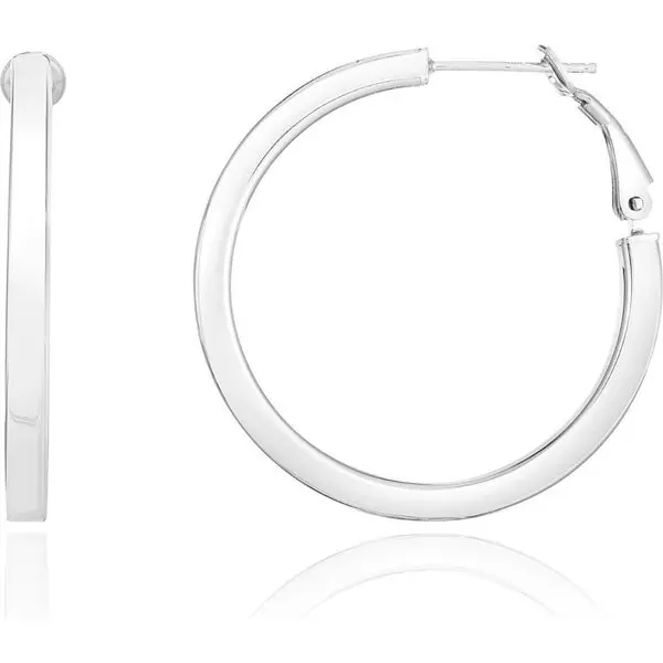 THE LOVERY FINE JEWELRY Square Tube Hoop Earrings - Sterling Silver