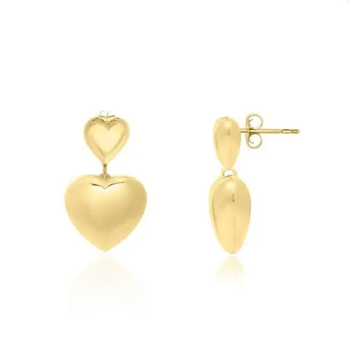 THE LOVERY FINE JEWELRY Double Heart Drop Earrings - Goldlated Sterling Silver
