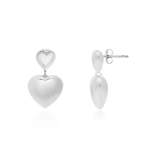 THE LOVERY Double Heart Drop Earrings - Sterling Silver