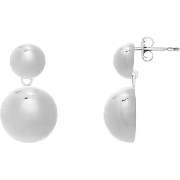 THE LOVERY Puffy Round Drop Earrings - Sterling Silver