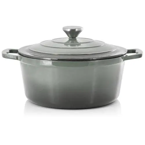 MEGACHEF 5 Quarts Round Enameled Cast Iron Casserole With Lid