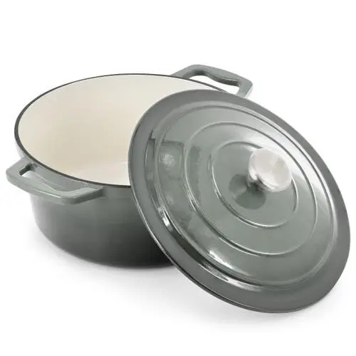 MEGACHEF 5 Quarts Round Enameled Cast Iron Casserole With Lid