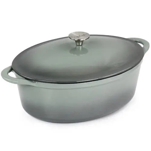 MEGACHEF 7 Quarts Oval Enameled Cast Iron Casserole