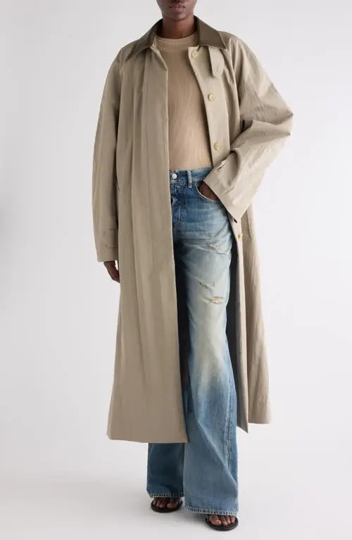 Acne Studios Belted Technical Cotton & Nylon Trench Coat - Khaki Grey