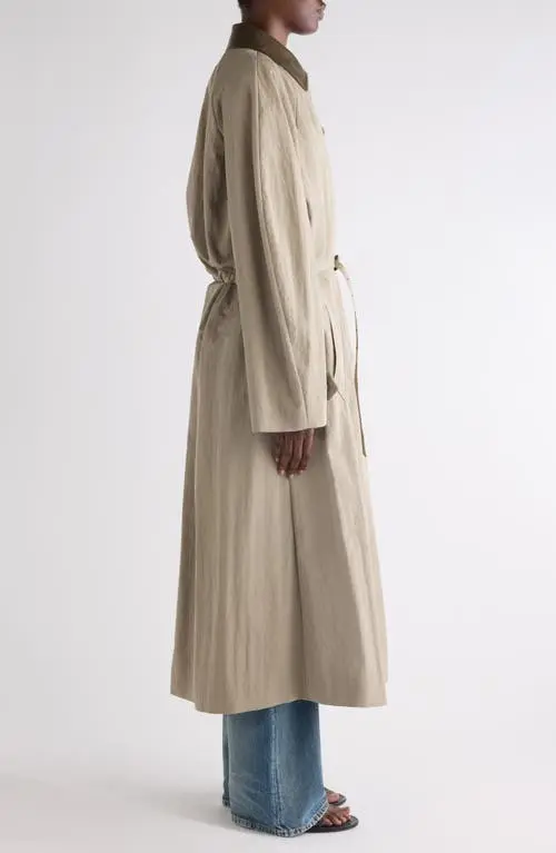 Acne Studios Belted Technical Cotton & Nylon Trench Coat - Khaki Grey
