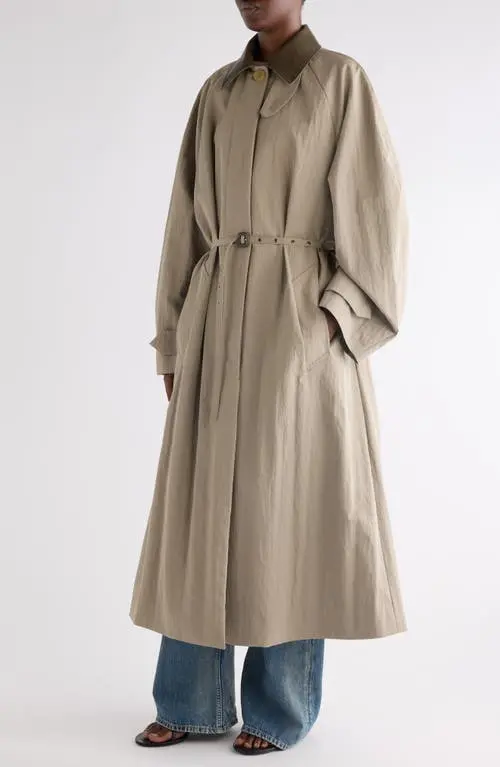 Acne Studios Belted Technical Cotton & Nylon Trench Coat - Khaki Grey