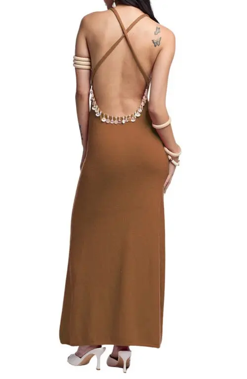 CAPITTANA Ignacia Embellished Open Back Maxi Cover-up Dress