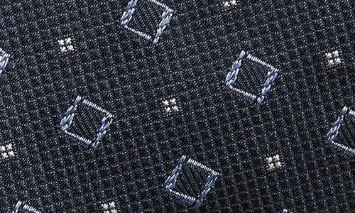 BOSS Geometric Pattern Silk Necktie - Dark Blue