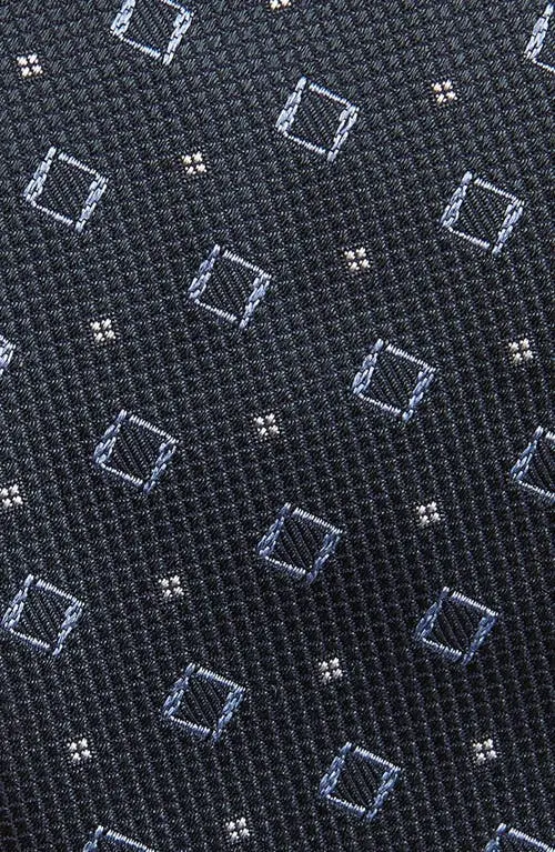 BOSS Geometric Pattern Silk Necktie - Dark Blue