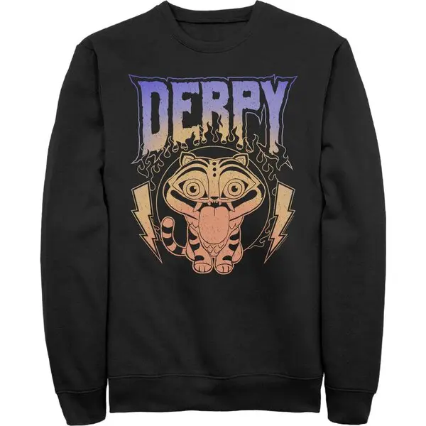 KPOP DEMON HUNTERS Mythic Lightning Derpy Long Sleeve Crewneck Sweatshirt - Black