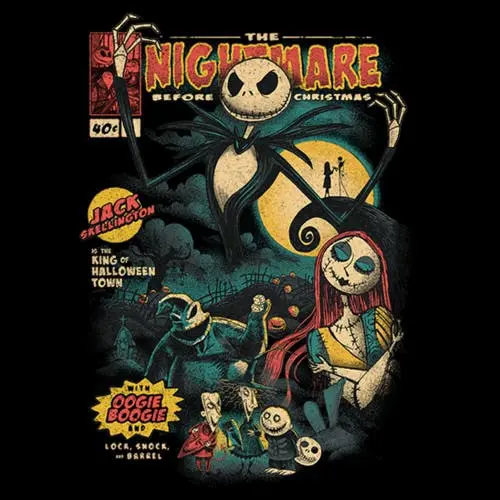 THE NIGHTMARE BEFORE CHRISTMAS Jack And Sally Comic Cover Graphic T-shirt