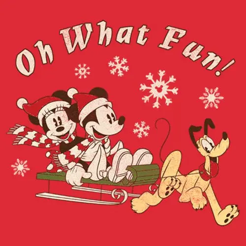 MICKEY & FRIENDS Oh What Fun Sled Graphic T-shirt
