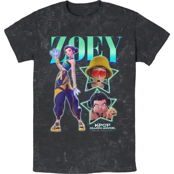 KPOP DEMON HUNTERS Zoey Super Star Logo T Shirt - Black