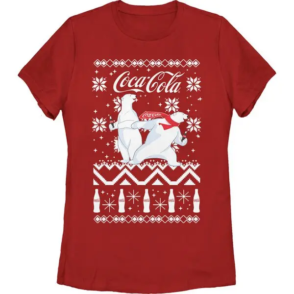 COCA COLA Coca-cola Ugly Christmas Polar Bear Graphic T-shirt