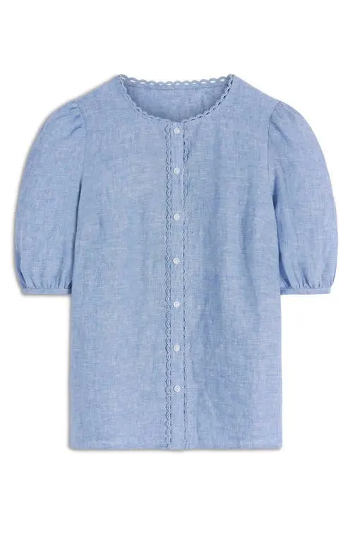 Boden Linen Button-up Shirt With Lace Detail