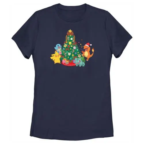 POKEMON Christmas Tree Characters Graphic T-shirt