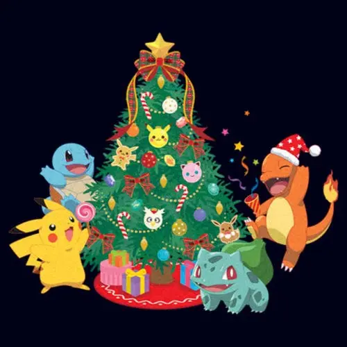 POKEMON Christmas Tree Characters Graphic T-shirt