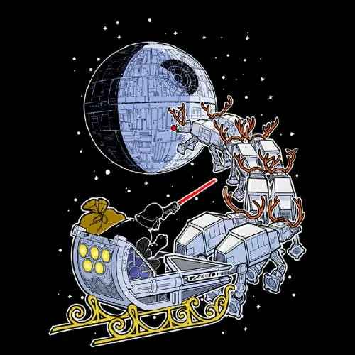 STAR WARS Christmas Darth Vader Santa's Sleigh Short Sleeve Graphic T-shirt