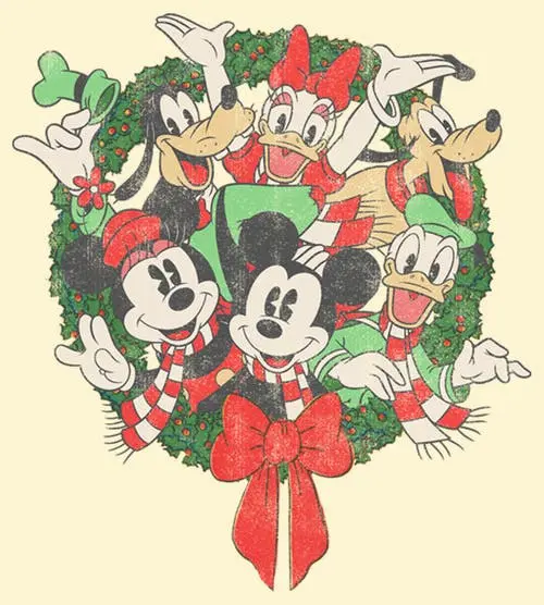 MICKEY & FRIENDS Christmas Group Shot Wreath Graphic Tee