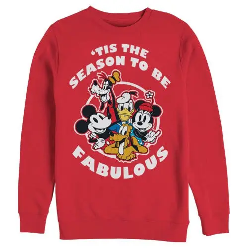 MICKEY & FRIENDS Tis The Season To Be Fabulous Long Sleeve Crewneck Sweatshirt