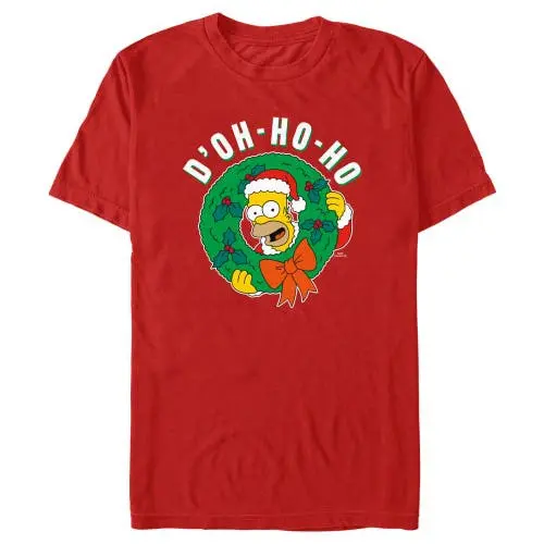 THE SIMPSONS Christmas Homer Doh-ho Wreath Short Sleeve Graphic T-shirt