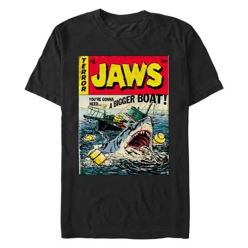 JAWS Retro Comic Book Shark Graphic T-shirt