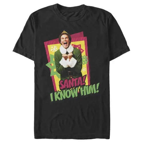ELF Santa I Know Him Quote Short Sleeve Graphic T-shirt