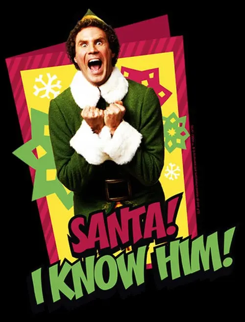 ELF Santa I Know Him Quote Short Sleeve Graphic T-shirt