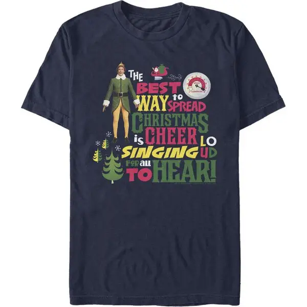 ELF Christmas Cheer Loud Singing Short Sleeve Graphic T-shirt