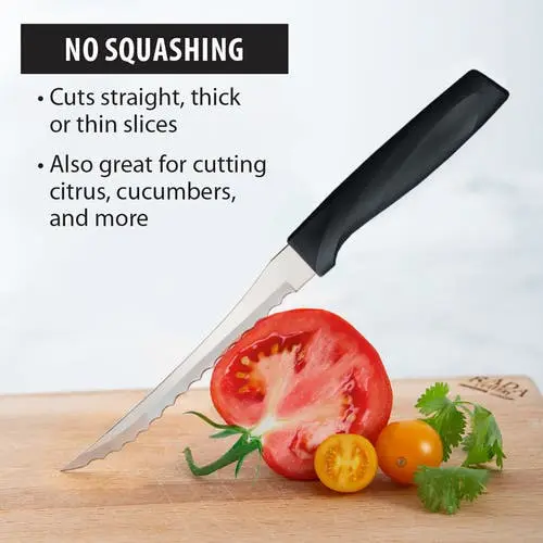 RADA Cutlery 5-inch Tomato Slicer Serrated Stainless Blade Anthem Wave Handle