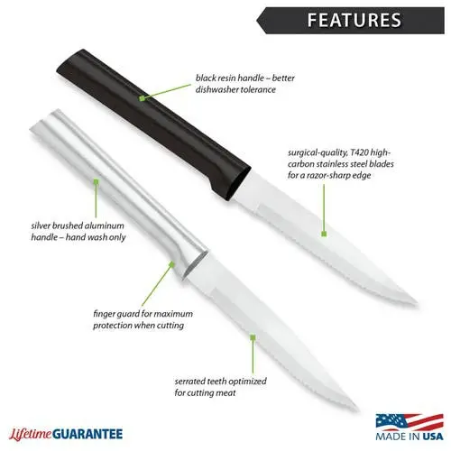 RADA Cutlery 3.875-inch Serrated Steak Knife - Black