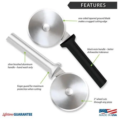 RADA Cutlery Pizza Cutter Stainless Steel Wheel - Silver