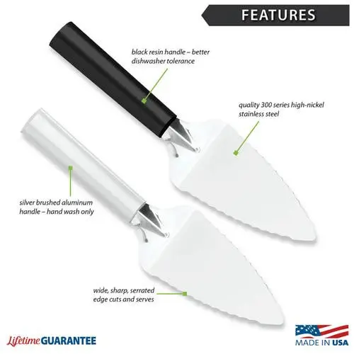 RADA Cutlery Serrated Pie Server Stainless Steel Face