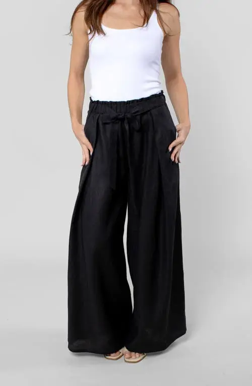 LEISURE LAB Linen Cabana Pant - Black