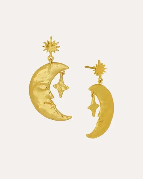 OTTOMAN HANDS Crescent Moon Drop Earrings - Gold