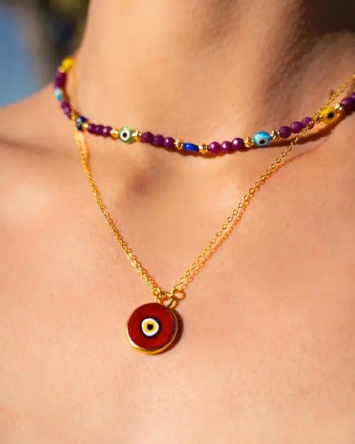 OTTOMAN HANDS Azra Evil Eye Pendant Necklace - Gold