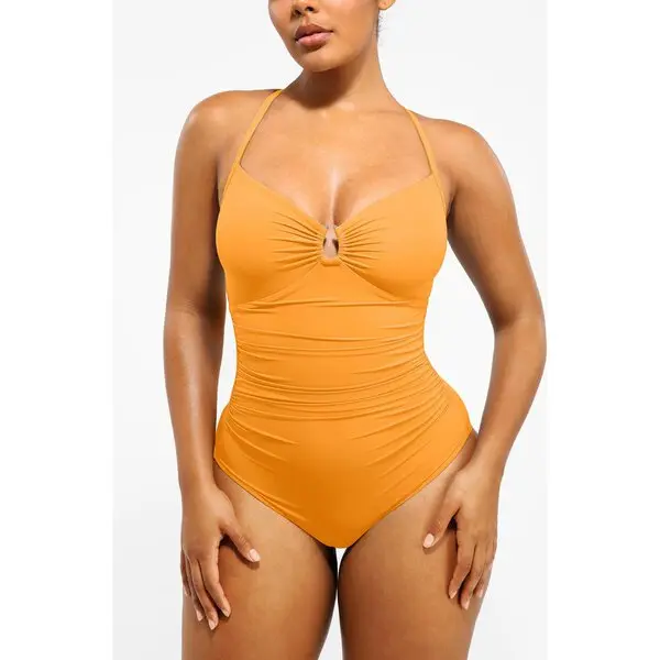 SHAPELLX U-ring Cut Out Shaping Swimsuit - Orange Yellow